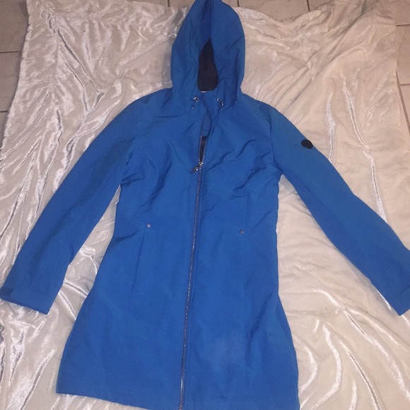 Calvin Klein | Jackets & Coats | New Calvin Klein Cyan Blue Rain Coat ...